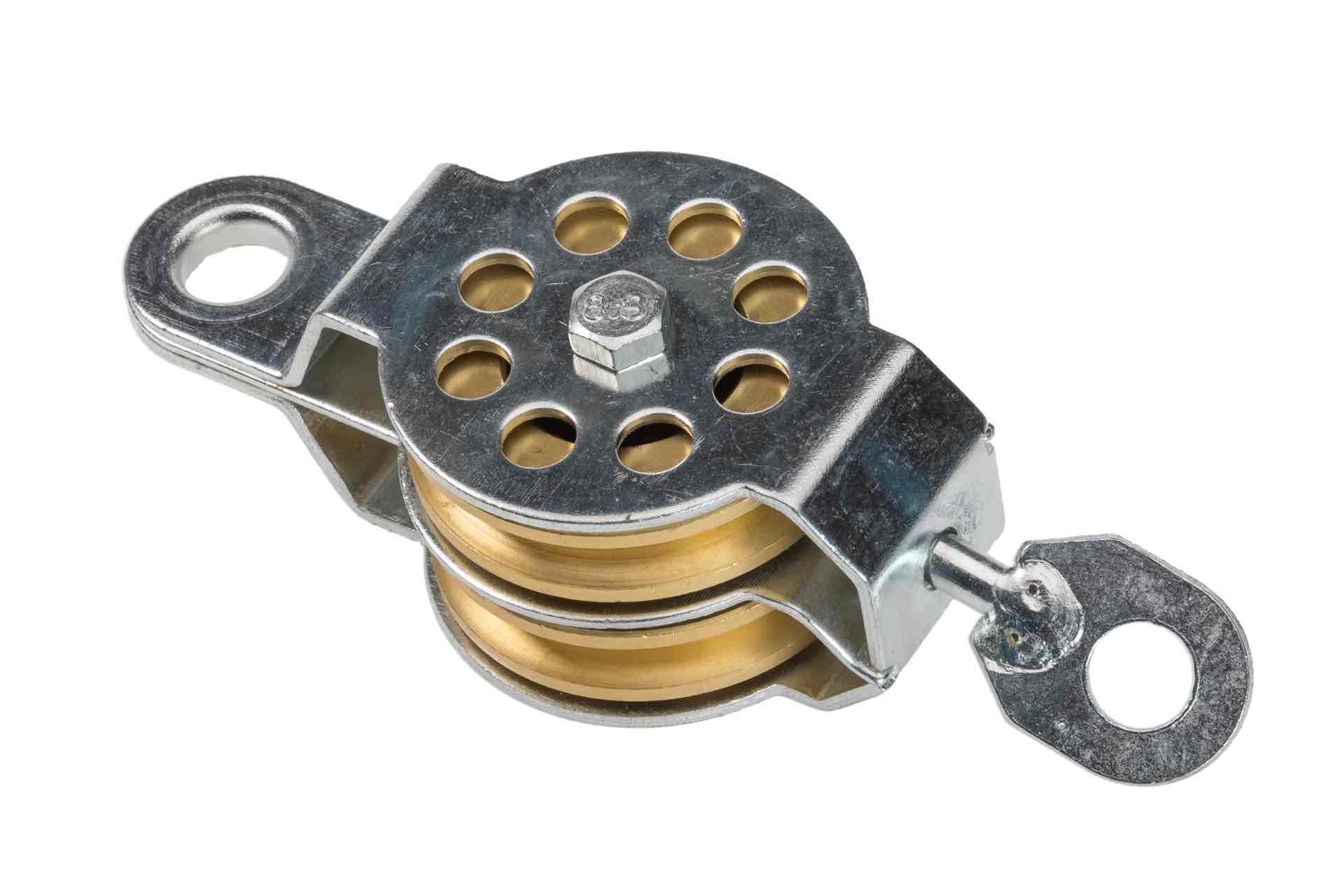 Pulley 2" Brass With Bearing (double Wheel) | Fixtures & Fasteners